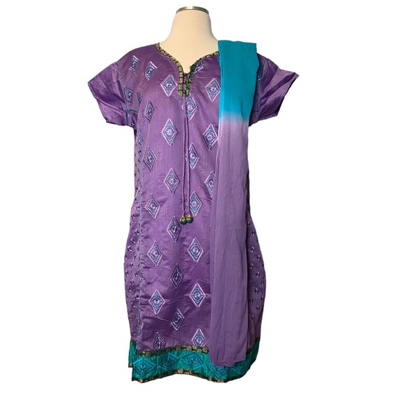 No Brand | Salwars | Purple Green 3 Piece Indian Salwar Kameez Dress ...